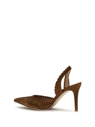 Gianvito Rossi Womens Suede Pumps Luggage-Sedona Calf Leather Sandal Luggage/sedona