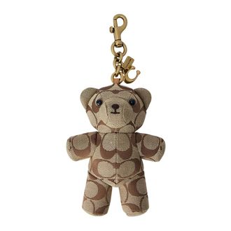 Coach Breloque ours en jacquard signature - Femme - Accessoires - Beige - Taille: ONE Size