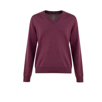 Tom Ford Homme, Pulls, Violet, Taille: XL Pull en Soie Col V