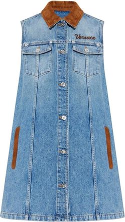 Versace Femme, Robes, Bleu, Taille: 38 FR Denim A-Line Dress