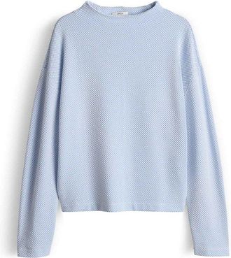 OPUS Longsleeve SERATA mit zweifarbiger Textur Lockere Passform, schmal zulaufender Schnitt, &uuml;berschnittene Schulter