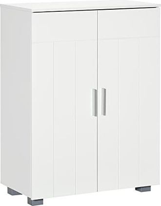 Kleankin Meuble de Salle de Bain Meuble de Rangement avec Placard &agrave; Porte, &eacute;tag&egrave;re r&eacute;glable, Armoire de Salle de Bain pour Cuisine et Salon, 60 x 30 x 80 cm, B