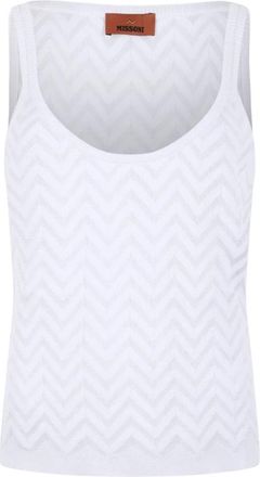 Missoni D&eacute;bardeur en maille zigzag - Femme - Tops - Blanc - Taille: 44 FR