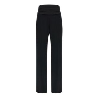 Ermanno Scervino Pantalon Smoking Taille Haute en Cady - Femme - Pantalons - Noir - Taille: 40 FR