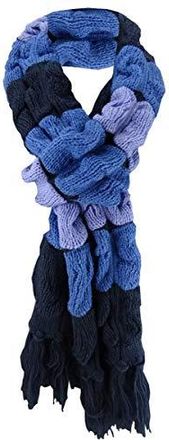 TigerTie &eacute;charpe tricot&eacute;e en bleu marine flieder &agrave; motifs avec franges - &eacute;charpe 27x220 cm