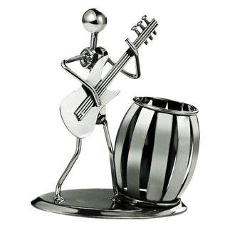 BESPORTBLE Metal Musiker Figurine Stifthalter B&uuml;roaccessoire F&uuml;r Schreibtisch Handgefertigter Organizer Vintage Gitarrist Dekoration F&uuml;r Musikliebhaber