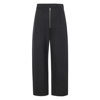 STUDIO NICHOLSON Wide Leg Hose mit Rei&szlig;verschluss vorne - - Trousers - Damen - Blau - XS