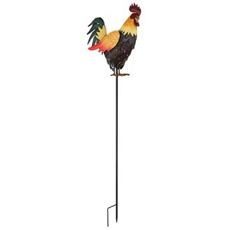 Globo Lighting Solarleuchte Hahn Gartendeko Solar Tierfigur Hahn Erdspie&szlig; Solarlampe, Metall, LED warmwei&szlig;, LxBxH 28,5x13x100 cm