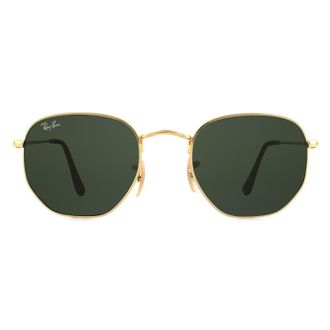 Ray-Ban Sonnenbrille sechseckig 3548N 001 Gold Gr&uuml;n G-15