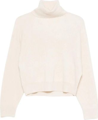 Brunello Cucinelli Femme, Pulls, Blanc, Taille: 38 FR Pull Col Roul&eacute; C&ocirc;tel&eacute;