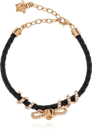 Versace Femme, Accessoires, Noir, Taille: ONE Size Medusa 95 Crystal Leather Bracelet