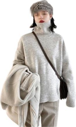 Generic Pull Ample &Agrave; Col Roul&eacute; pour Femme, Pull en Tricot, Tops Basiques, Automne Hiver