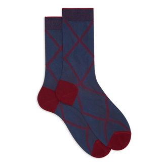 Gallo Gallo, Homme, Sous-v&ecirc;tements, Multicolore, Taille: S Short Cotton Socks Diamond Pattern