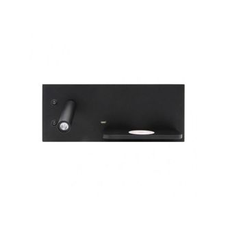 Fabrilamp Fabrilamp - Applique 2+8w 4000k velazquez gauche noir usb+qi 130lm double allumage 14x35x14 cm