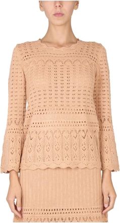 Moschino Femme, Pulls, Beige, Taille: 36 FR Crewneck Long Sleeve Fla
