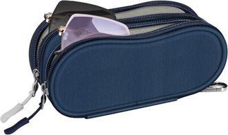 Fintie Double &eacute;tui &agrave; lunettes de soleil, pochette &agrave; lunettes portable souple avec mousqueton, double compartiments &agrave; fermeture &eacute;clair pour homme et femme, no