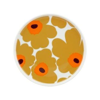 Marimekko Assiette à dessert Unikko - Orange - Grès - Designer Maija Isola