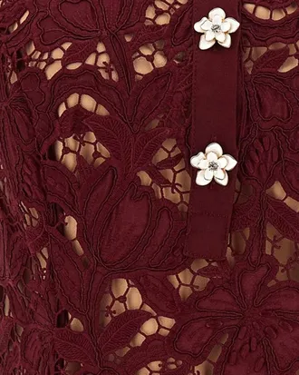 Self Portrait Floral Lace Dress - Burgundy