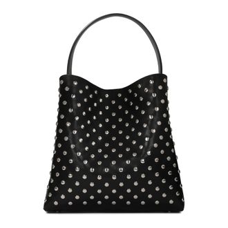 Kazar Schwarze Lederhandtasche verziert mit runden Nieten - - Bags - Damen - Schwarzk - ONE SIZE