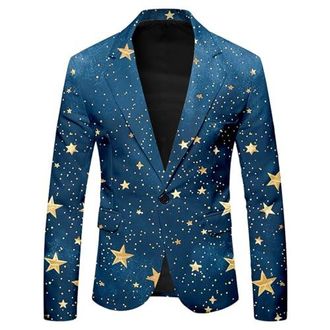 Generic Veste pour homme - Aspect &agrave; paillettes imprim&eacute; - Effet scintillant - Veste de costume pour carnaval, f&ecirc;te - Coupe ajust&eacute;e - Blazer pour spectacle - Co