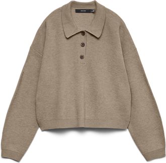 Vero Moda Damen Vmexciting Ls Polo Neck Pullover Boo, Silver Mink, Small