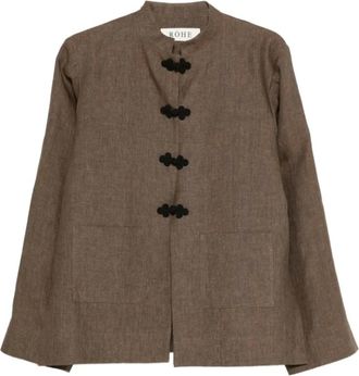 R&oacute;he Femme, Vestes, Brun, Taille: 42 FR Veste Mandarin en Lin
