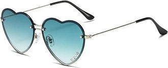 Generic Lunettes de soleil de luxe en forme de coeur sans monture pour femmes et hommes, lunettes de soleil en diamant doux, lunettes de soleil de fête, lunet