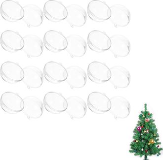 Hemoton 24 St&uuml;ck Plastik Weihnachtskugeln Zum Bemalen 6cm Transparent Glasklar Christbaumkugeln Zum Bef&uuml;Llen mit &Ouml;se F&uuml;R Weihnachtsbaum Dekoration Und Festlic