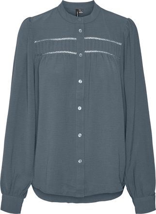 Vero Moda Damen Vmemma Ls Lace Shirt WVN Ga Noos, Stormy Weather, XS