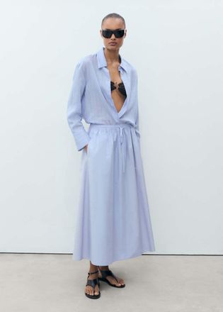 Mango Ausgestellter Baumwollrock himmelblau - Damen - XL - MANGO