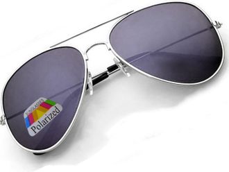 4sold Klassische Unisex Polarisierte Sonnenbrille in vielen Farbkombinationen (Silber Schwarz)