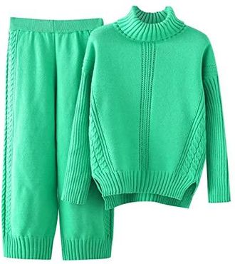 Generic Ensemble de surv&ecirc;tement &agrave; manches longues pour femme - Ensemble cardigan &agrave; revers - Ensemble de surv&ecirc;tement pour femme - Pantalon de d&eacute;tente pour femm