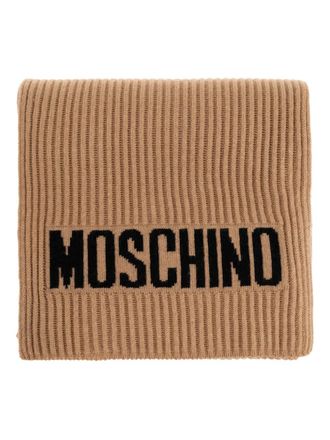 Moschino écharpe côtelée en cachemire - Marron