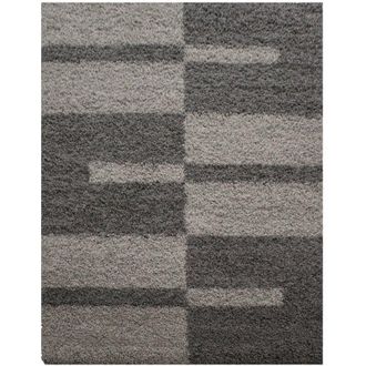 Gala Tapis Salon Chambre Shaggy Motifs G&eacute;om&eacute;trique - ROMA (Marron - 100x200cm)