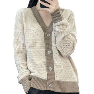 Generic Pull dhiver &agrave; col en V pour femme - Couleur contrast&eacute;e - Style cor&eacute;en - Tricot fin, camel, XX-Large