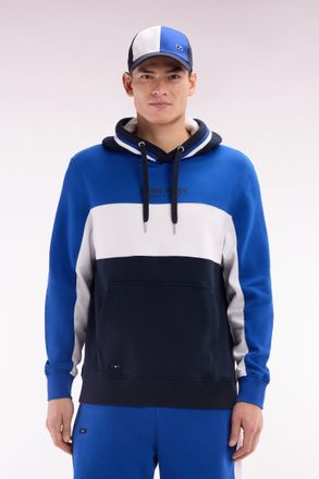 Eden Park Sweatshirt &Agrave; Capuche En Molleton Coton Tricolore Bleu Coupe D&eacute;contract&eacute;e
