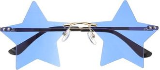 BESTONZON JOINPAYA Lunettes de Soleil de Fête DÉtoile Monture Alliage Doré Verres Polycarbonate Bleu Foncé Accessoire Amusant Unisexe pour Soirées Photos Voyage