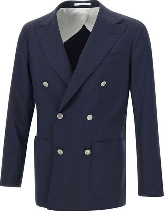 Barba Homme, Vestes, Bleu, Taille: 2XL Blazer en Laine Bleu &agrave; Double Boutonnage