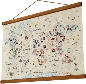 Loberon LED-Wandbild Chaumont, Leuchtende Ballons, Spielerisches Kennenlernen der Welt, Wanddekoration, Kinderzimmer, Baumwoll-Canvas, Tannenholz, bunt