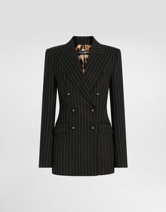 Dolce & Gabbana Double-breasted Pinstripe Wool Jacket - Frau Blazer n/d Wolle 46