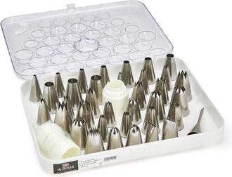 De Buyer De Buyer - Coffret de 35 douilles en inox et ses adaptateurs - 30 x 24 cm - Inox de Qualité Professionnelle, Sans Soudure pour Hygiène Parfaite, SAdap