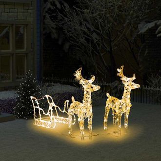 vidaXL vidaXL Rentiere & Schlitten Weihnachtsdekoration 160 LEDs 130 cm Acryl