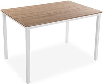 VERSA Amaia Esstisch für Küche, Terrasse, Garten oder Esszimmer, Maßnahmen (H x L x B) 76 x 80 x 120 cm, Holz und Metall, Farbe: Weiß