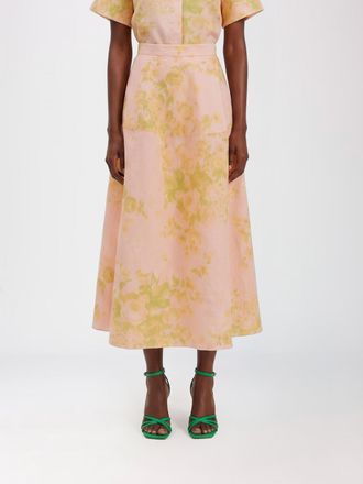 Erdem Jupe midi &eacute;vas&eacute;e en lin et coton m&eacute;lang&eacute;s &agrave; imprim&eacute; floral