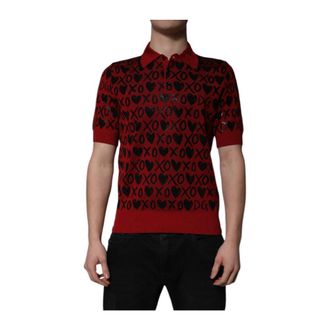 Dolce & Gabbana Rotes Xoxo Poloshirt mit Kragen - - Tops - Herren - Rot - M