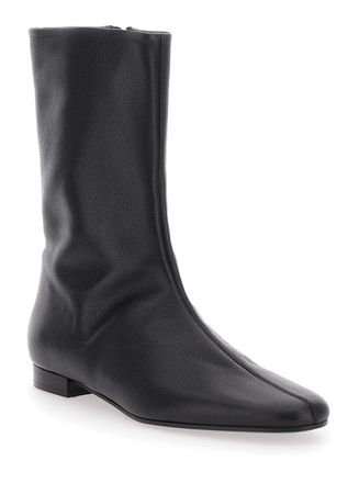 Toteme Womens Black Ankle Boots With Pointed Toe Leather