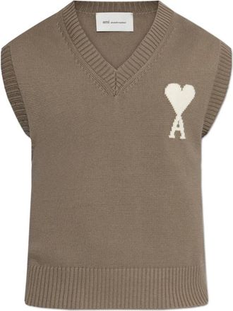 Ami Homme, Pulls, Brun, Taille: M De Coeur Gilet Col V