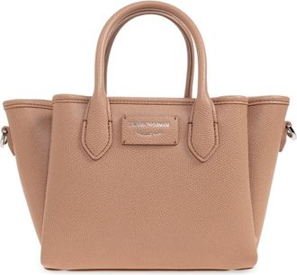 Emporio Armani Femme, Sacs, Beige, Taille: ONE Size Sac à main avec logo imprimé