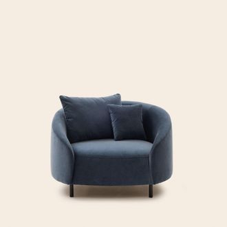 Madura Fauteuil Julika Velours Bleu de gris - BLEU