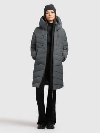 Khujo Steppmantel KHUJO VARE, Damen, Gr. XXL, foam gr&uuml;n, 100% Polyester, unifarben, eingesetzt elastischer Bund mit Windstopper, M&auml;ntel Steppmantel, Topsell